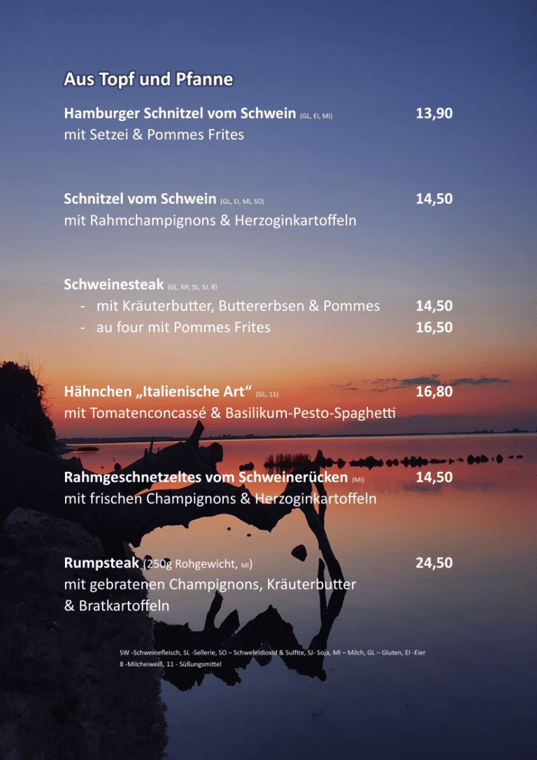 Speisekarte - Campingplatz Loissin